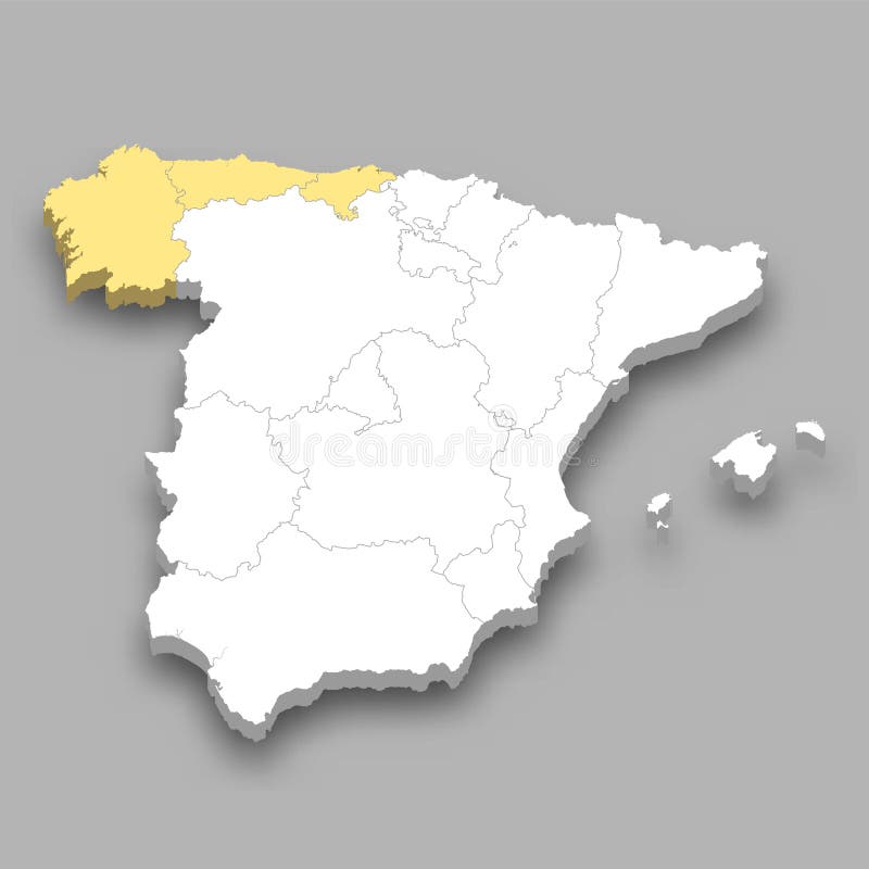 North West Region Location within Spain Map Stock Vector - Illustration ...