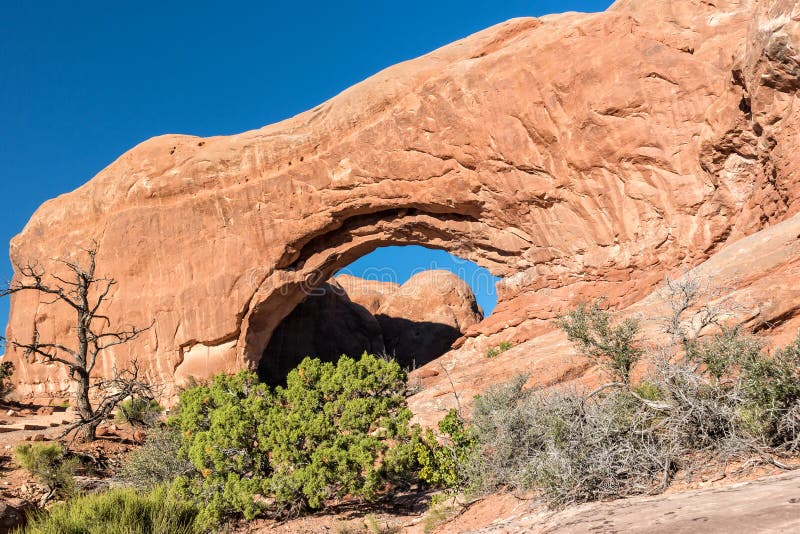 North Window Arch in Arches National Park Stock Image - Image of hoodoo ...
