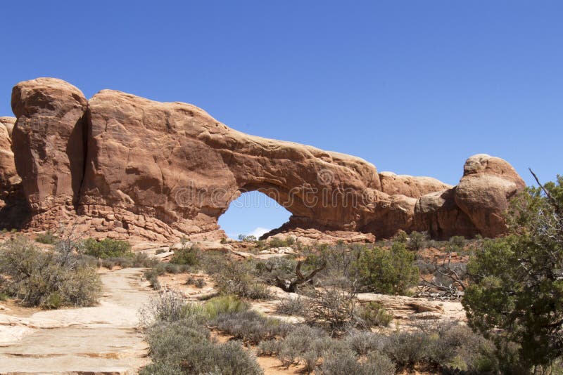 North Window Arch in Arches National Park Stock Photo - Image of ...