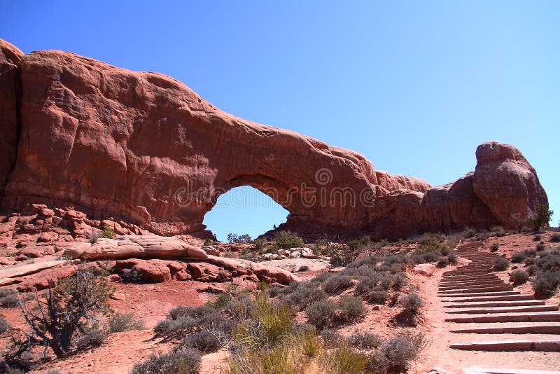North Window at Arches National Park Stock Image - Image of moab, bush ...