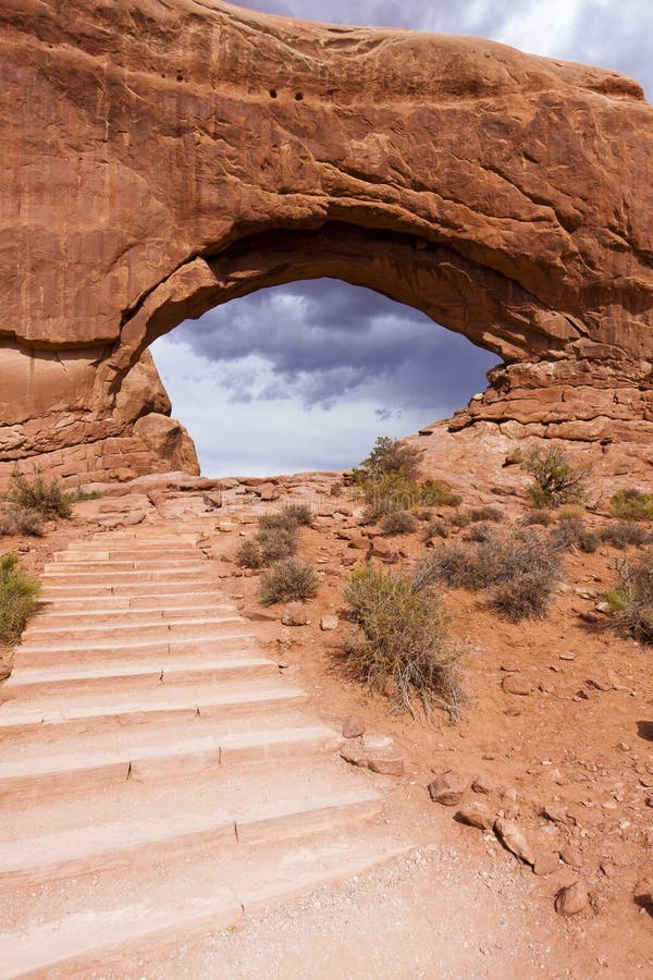 North Window Trail at Arches National Park Stock Image - Image of stone ...