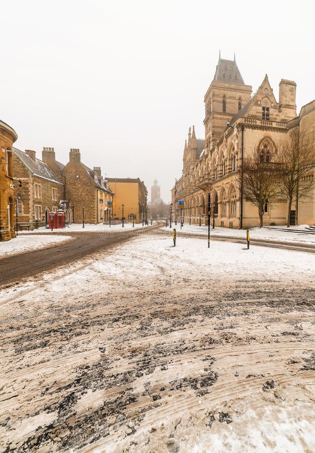 Northampton Guildhall Neo Gothic Building on Cloudy Winter Snowy Day ...