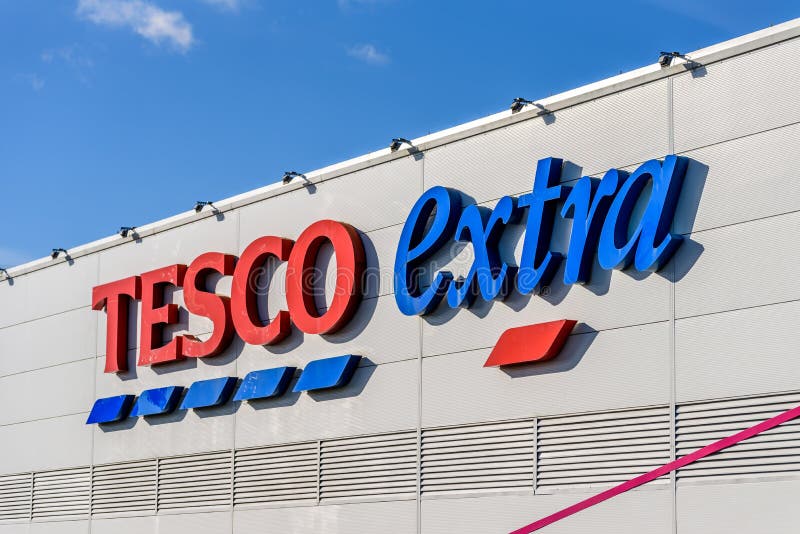 Northampton, UK - Oct 25, 2017: View of a Tesco Extra Logo in Weston ...