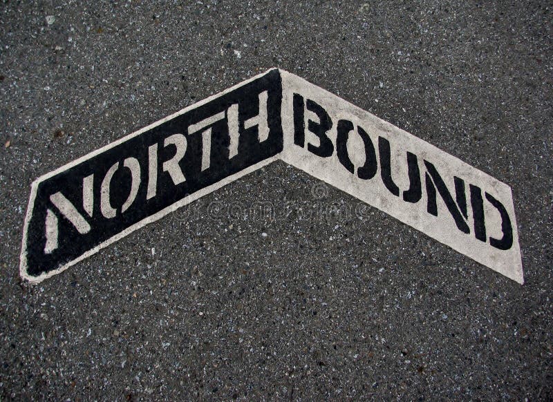 Northbound Sign Painted on a Grey Asphalt Road Stock Image - Image of ...