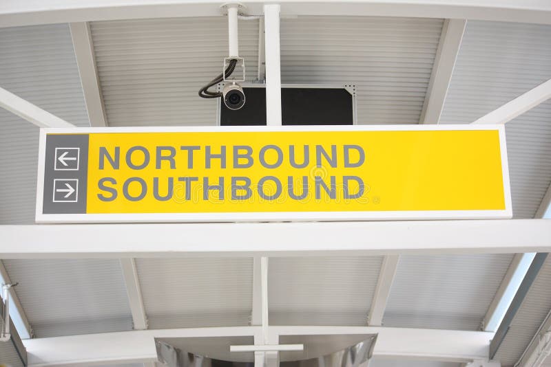 Northbound, Southbound Train Sign. Stock Image - Image of track, subway ...