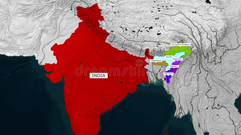 Northeast India the Seven Sisters Map. Stock Video - Video of meghalaya ...
