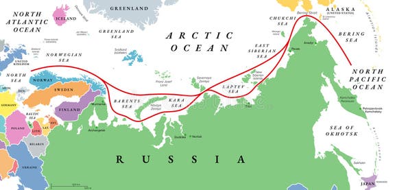 Northeast Passage, NEP, Including Northern Sea Route, Political Map ...