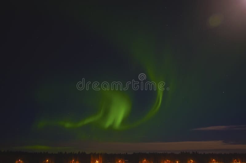 Northen Light Under the Moon Light in the Dark Sky Stock Photo - Image ...