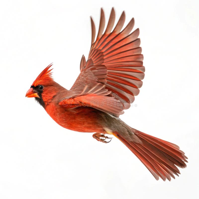 Cardinal Flying Bird Isolated on Vector Art Illustration Stock Vector ...