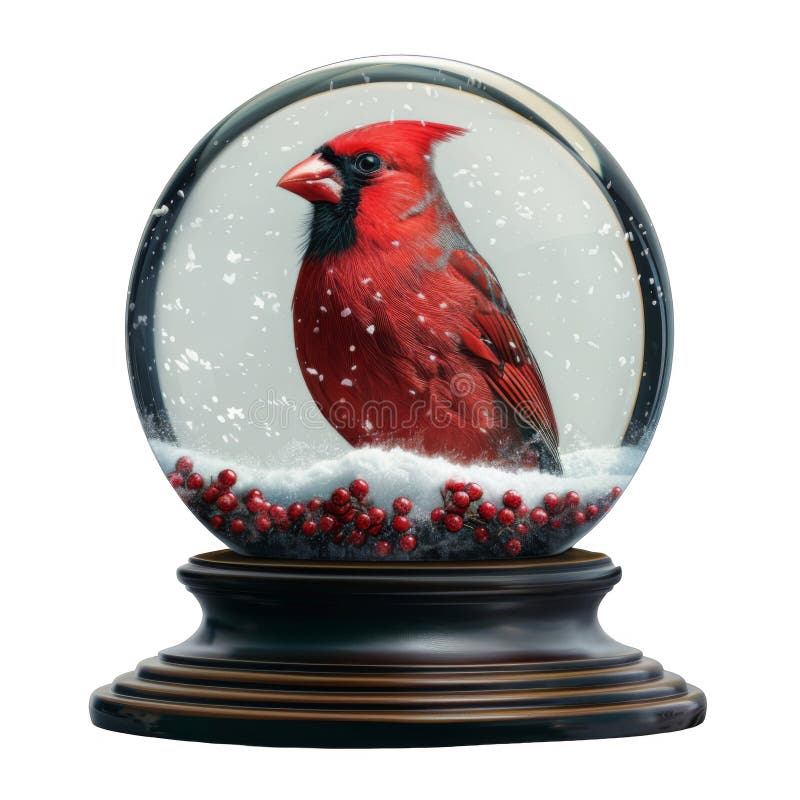 A Northern Cardinal Inside a Glass Snow Globe Stock Photo ...