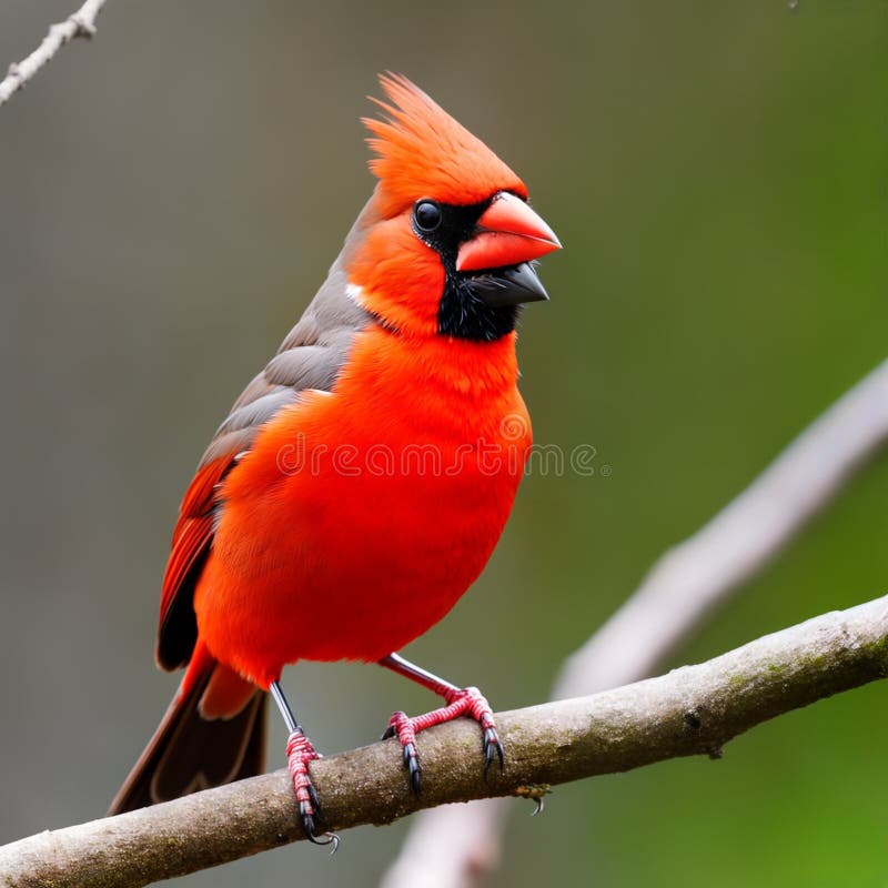 Northern Cardinal Sitting on a Branch Stock Illustration - Illustration ...