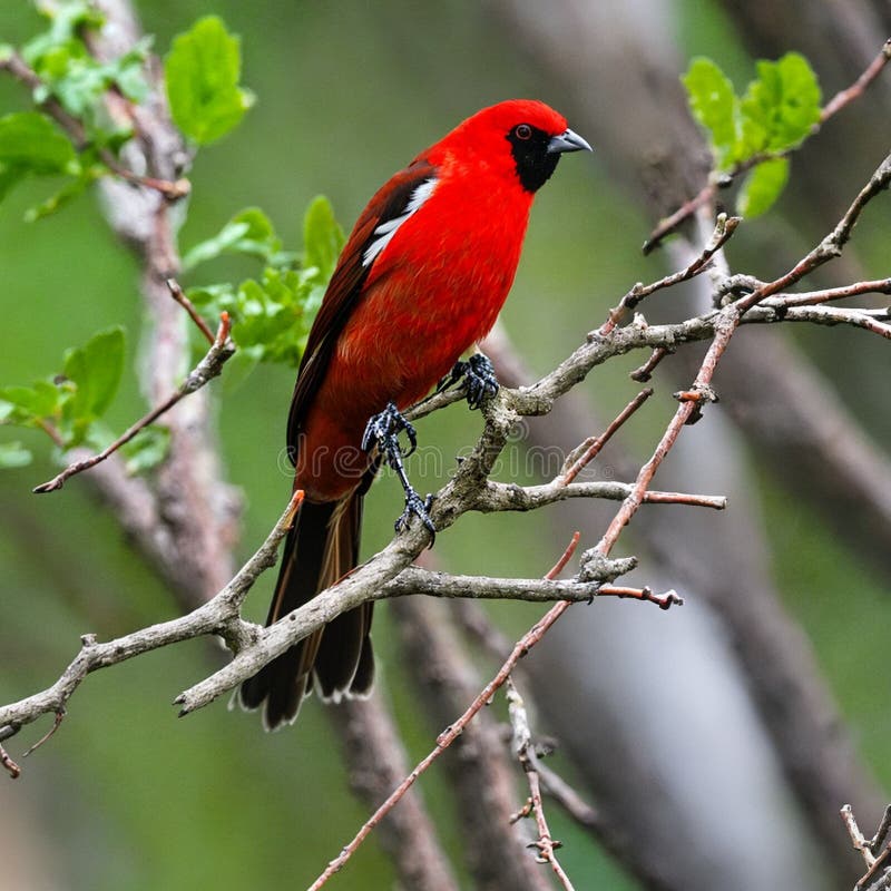 Northern Cardinal Sitting on a Branch Stock Illustration - Illustration ...