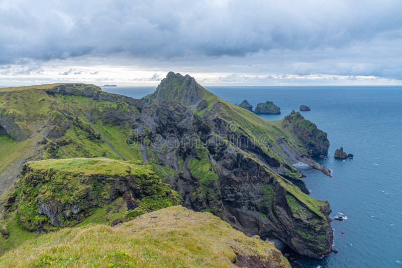 Northern Cliffs of Heimaey Island at Iceland Stock Photo - Image of ...