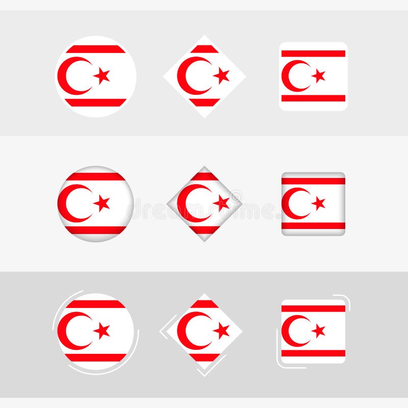 Northern Cyprus Flag Icons Set, Vector Flag of Northern Cyprus Stock ...