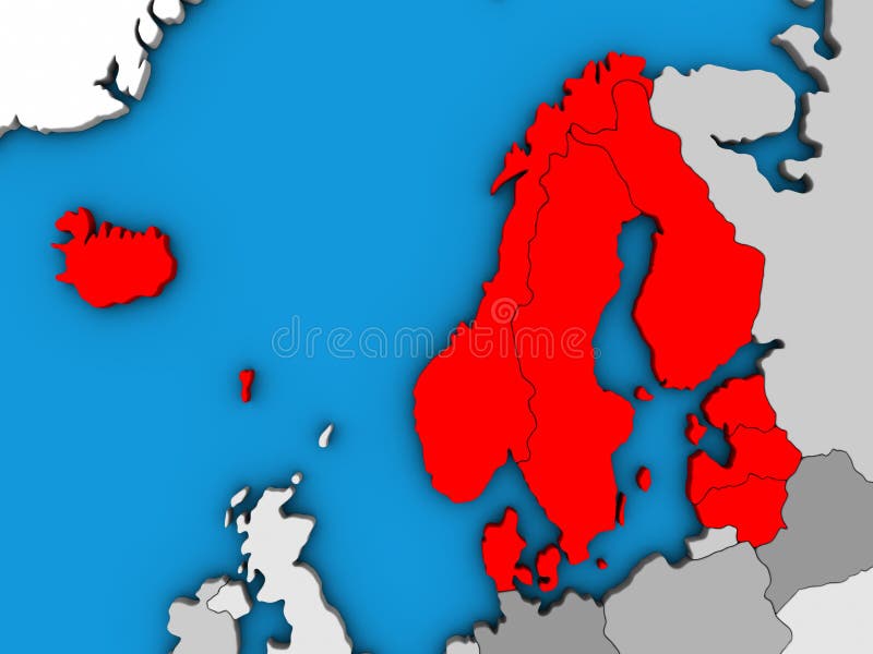 Northern Europe on 3D Globe Isolated Stock Illustration - Illustration ...