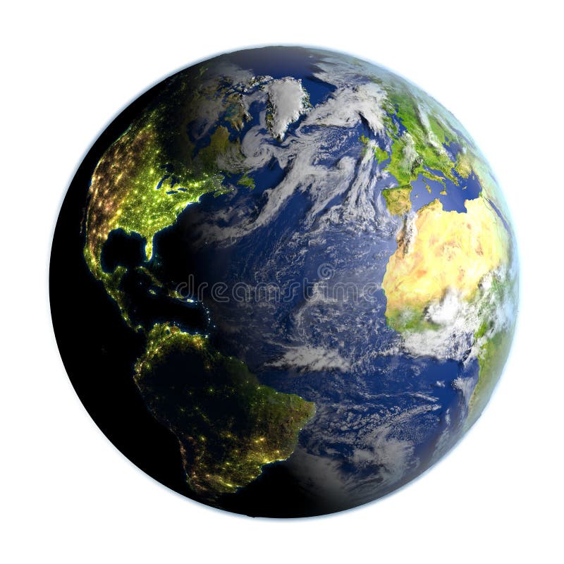 Northern Hemisphere on Earth Isolated on White Stock Illustration ...