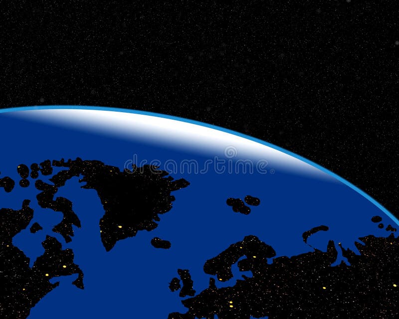 Northern Hemisphere of Planet Earth View from Space Stock Illustration ...