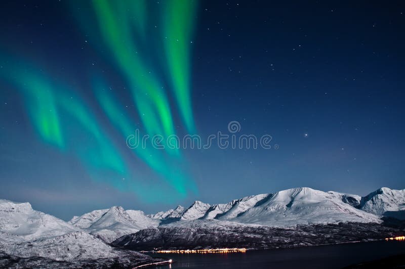 Northern Lights Above Fjords Stock Image - Image of circle, fjord: 35884609