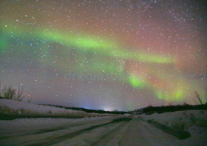 Northern Lights Aurora Borealis In Murmansk Russia Stock Image