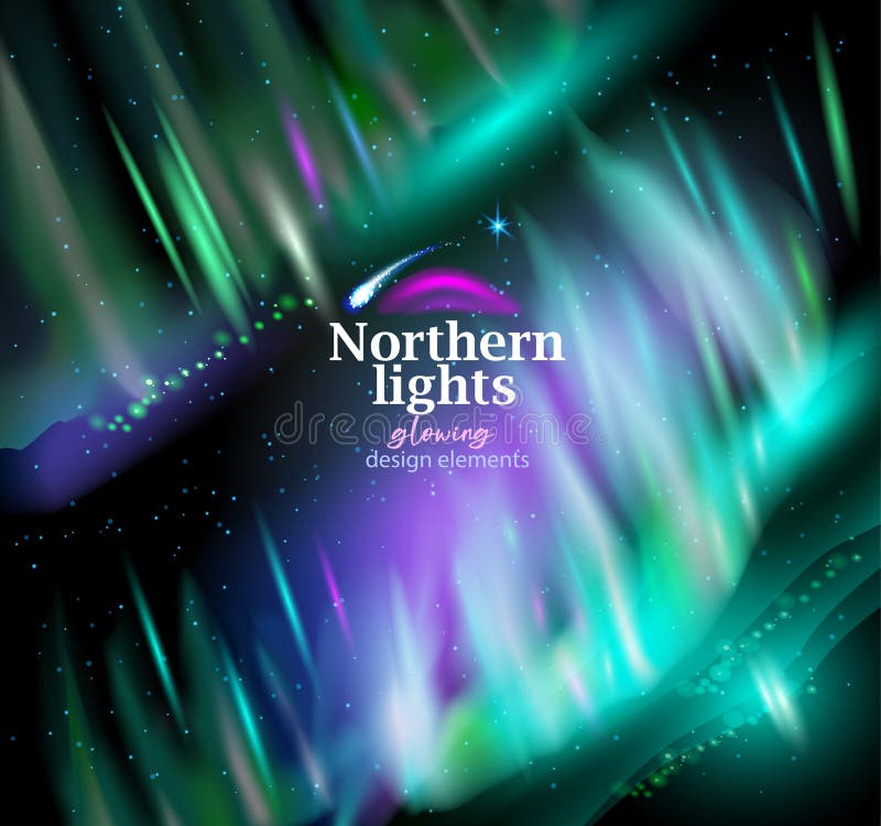 Northern Lights, Glowing Vector Elements Stock Illustration ...