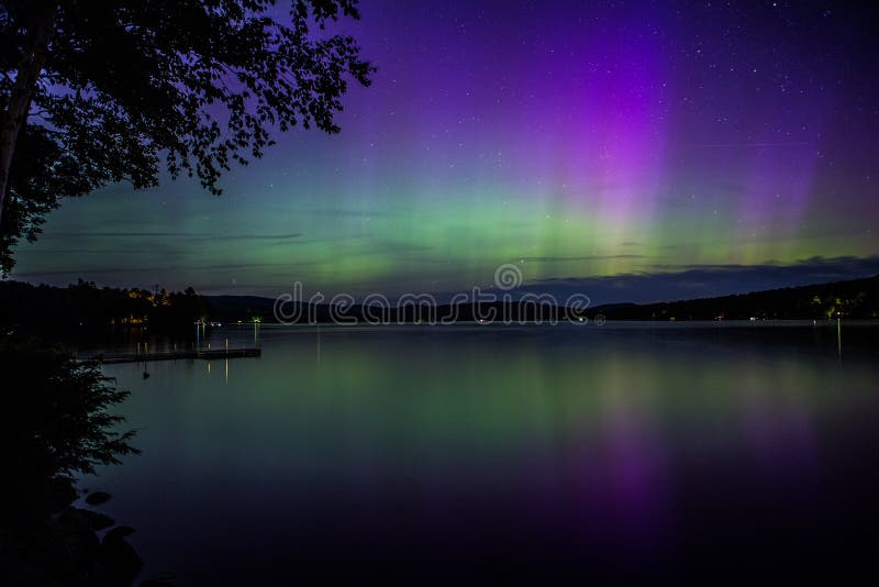 Northern Lights on the Lake Stock Image - Image of pristine, mountains ...
