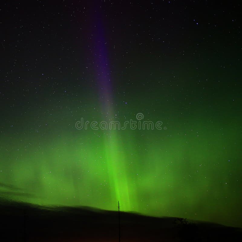 Northern Lights in Lapland with a Single Blue Spike Stock Image - Image ...