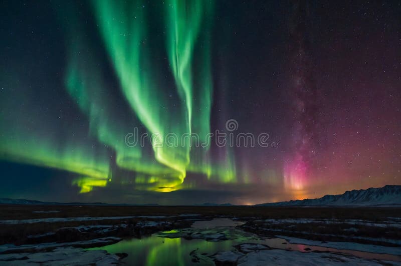 Northern Lights in the Night Sky.a Natural Phenomenon Stock ...