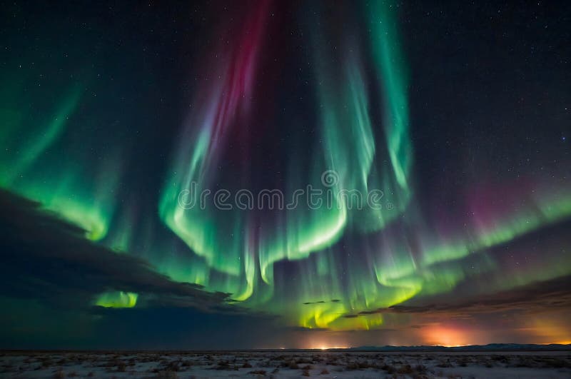 Northern Lights in the Night Sky.a Natural Phenomenon Stock ...