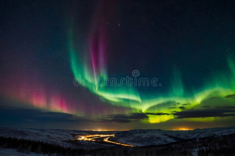 Northern Lights in the Night Sky.a Natural Phenomenon Stock ...