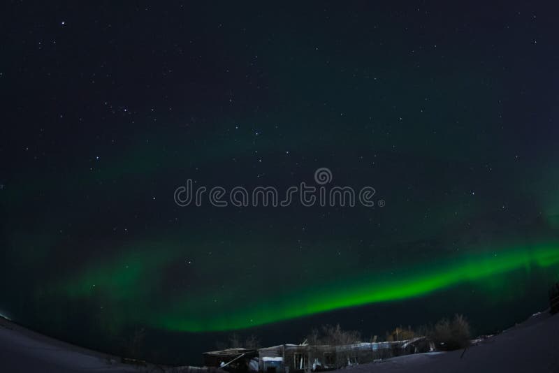 Northern Lights in Night Sky. Northern Lights in the Tundra Stock Photo ...