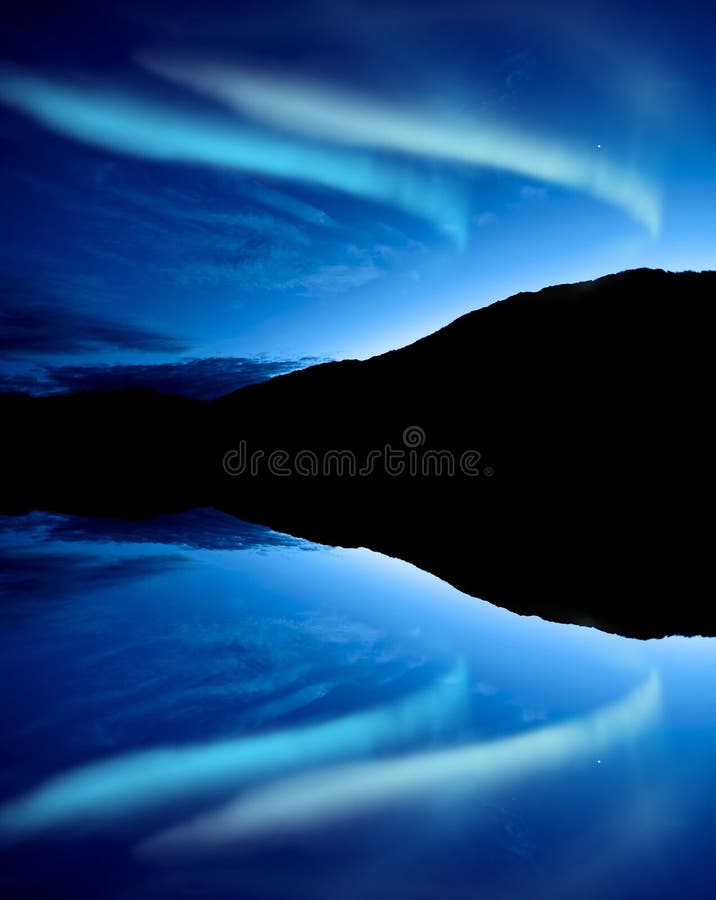 Northern Lights Reflect on the Lake Stock Image - Image of beautiful ...