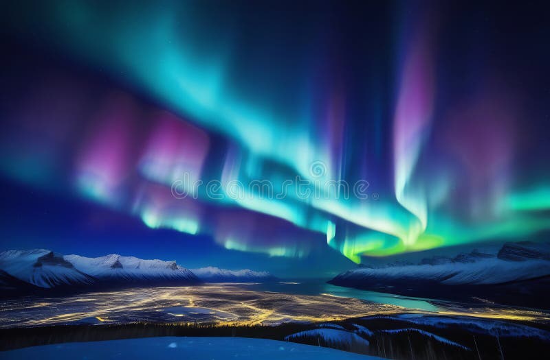 Northern Lights in the Sky, Beautiful Optical Phenomenon in the North ...