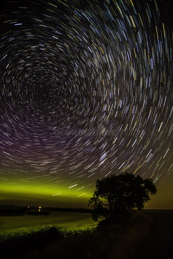 Northern Lights with Star Streaks Stock Image - Image of night ...