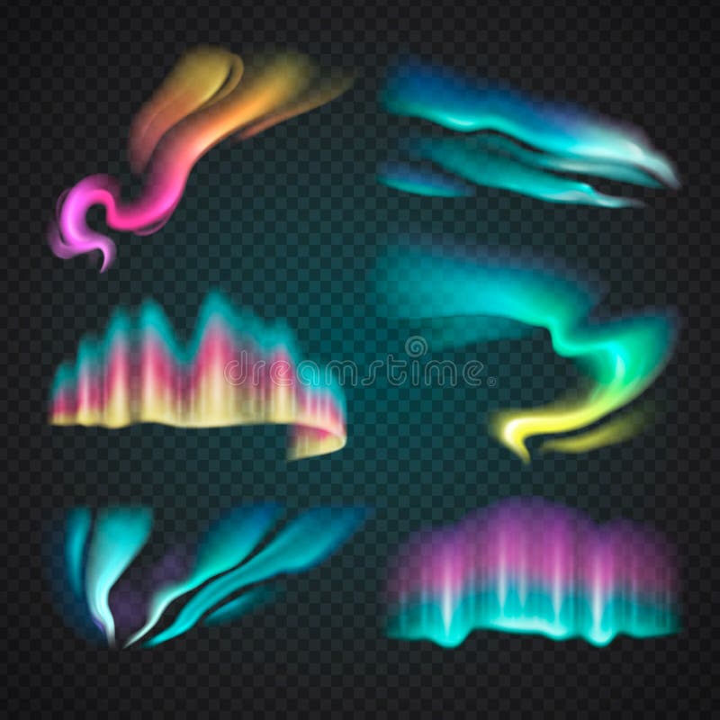 Northern Lights Transparent Set Stock Vector - Illustration of design ...