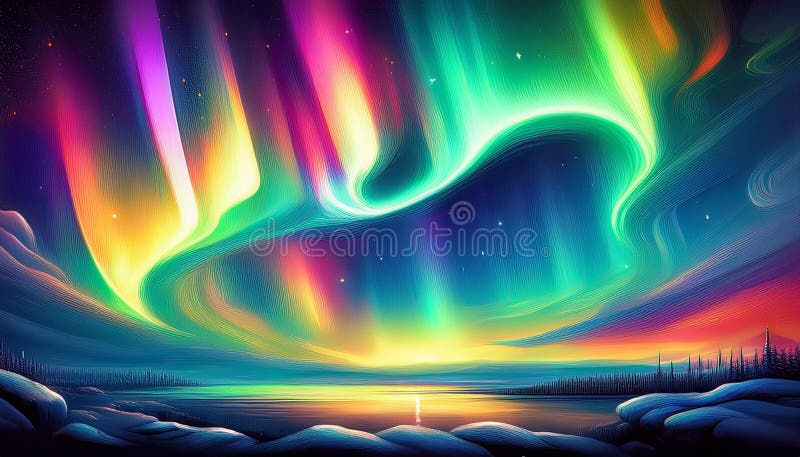Northern Lights Wallpaper. Abstract Bright Background with Northern ...