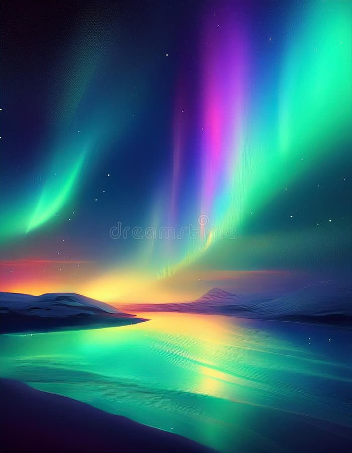 Northern Lights Wallpaper. Abstract Bright Background with Northern ...
