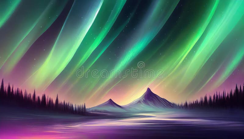 Northern Lights Wallpaper. Abstract Bright Background with Northern ...