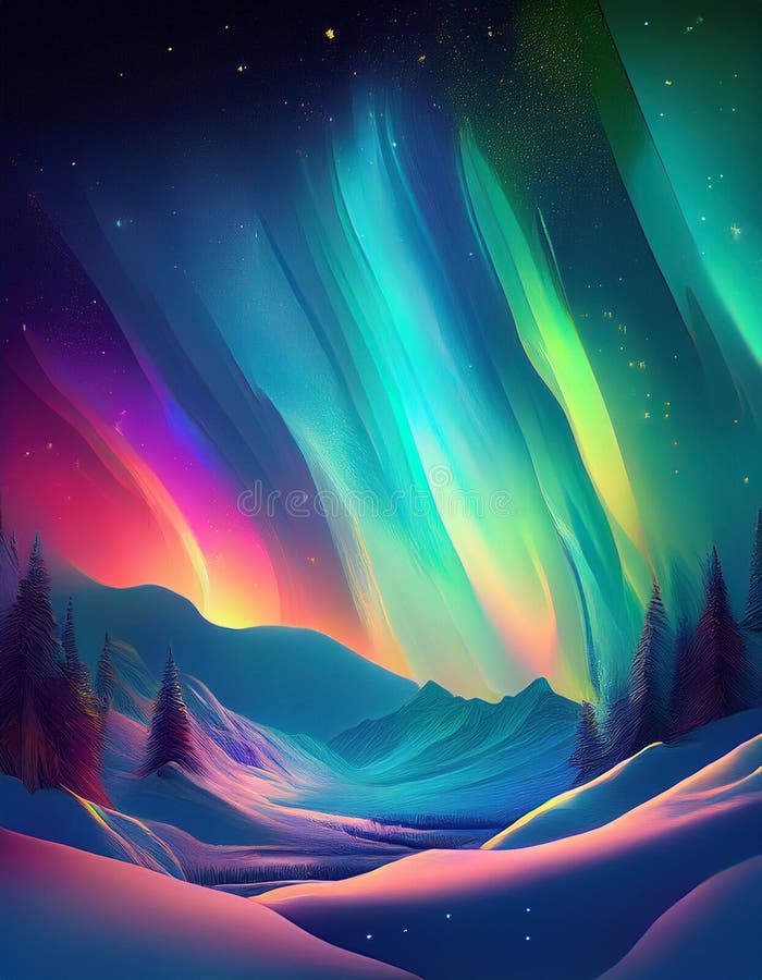 Northern Lights Wallpaper. Abstract Bright Background with Northern ...