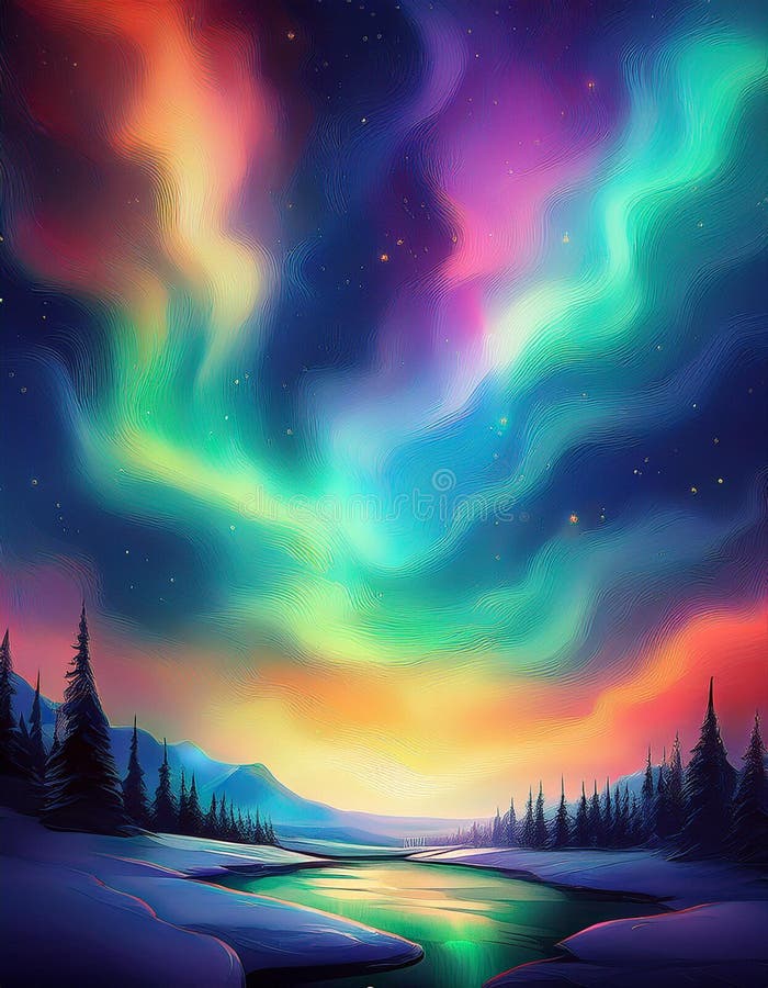 Northern Lights Wallpaper. Abstract Bright Background with Northern ...