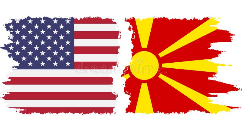 Northern Macedonia and USA Grunge Flags Connection Vector Stock Vector ...