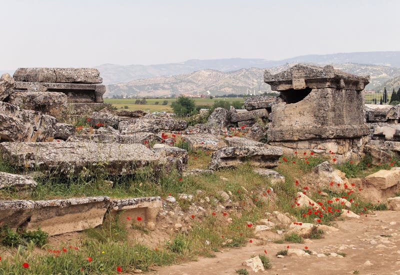 Northern Necropolis of Hierapolis, Pamukkale, Turkey Stock Photo ...
