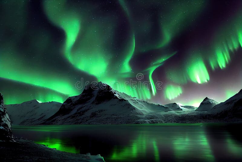 Northern or Polar Lights in Night Sky. Aurora Borealis. Generative AI ...