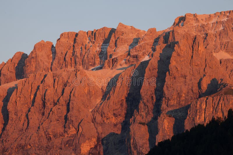 The Northern Side of Monte Sella at Sunset from the Val Gardena Area ...