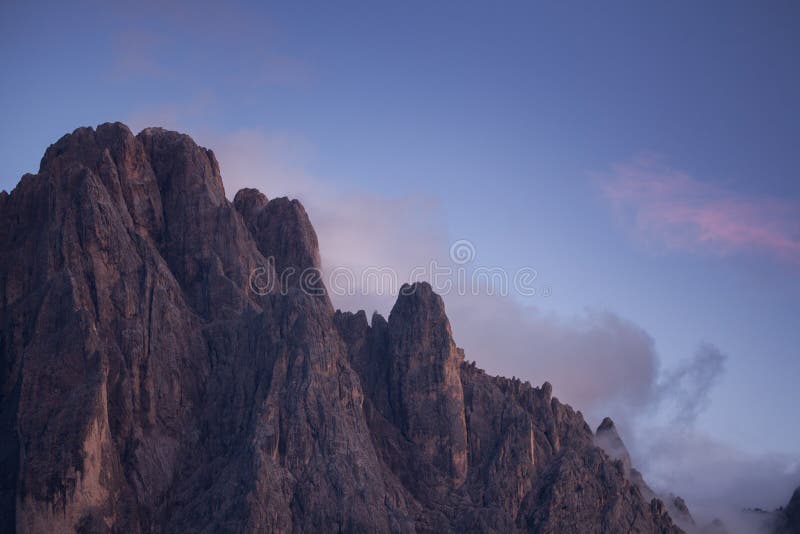 The Northern Side of Sasso Lungo at Sunset from the Val Gardena Area ...