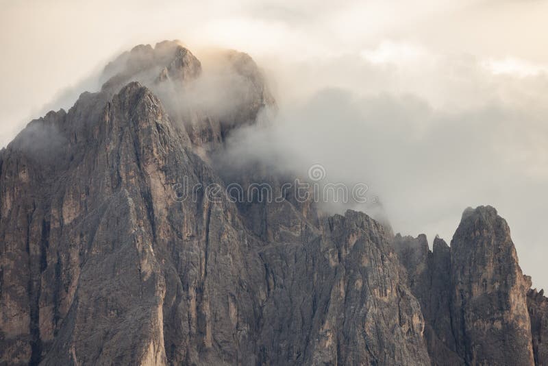 The Northern Side of Sasso Lungo at Sunset from the Val Gardena Area ...