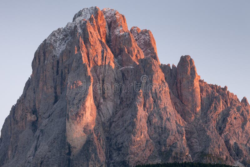 The Northern Side of Sasso Lungo at Sunset from the Val Gardena Area ...