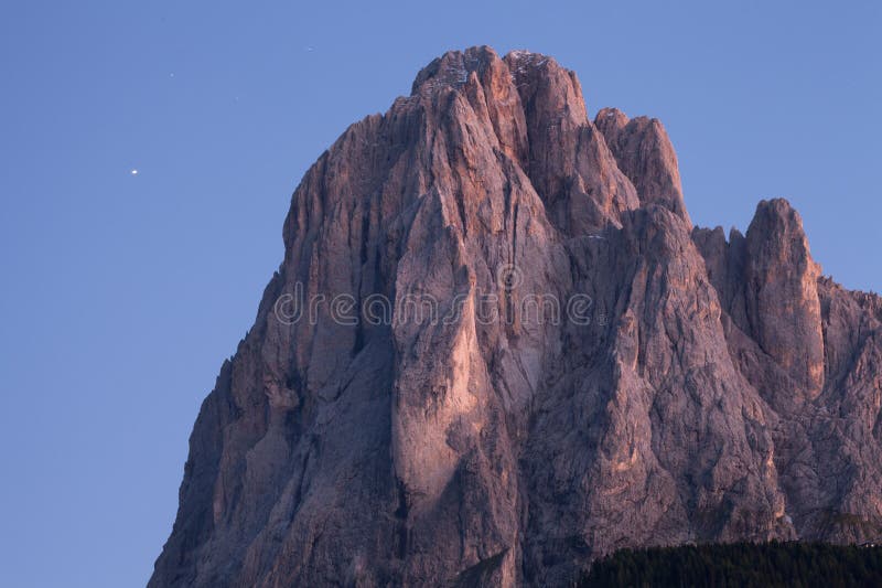 The Northern Side of Sasso Lungo at Sunset from the Val Gardena Area ...