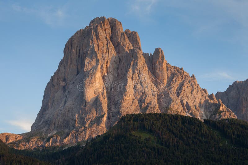 The Northern Side of Sasso Lungo at Sunset from the Val Gardena Area ...