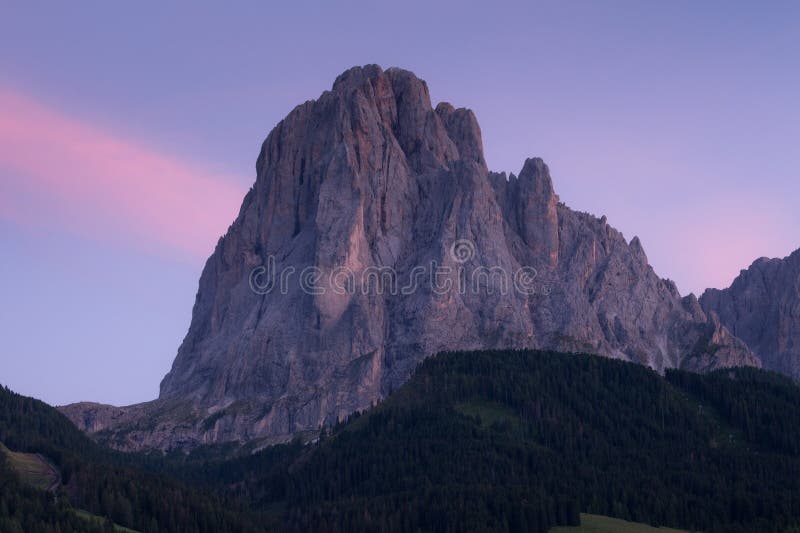 The Northern Side of Sasso Lungo at Sunset from the Val Gardena Area ...