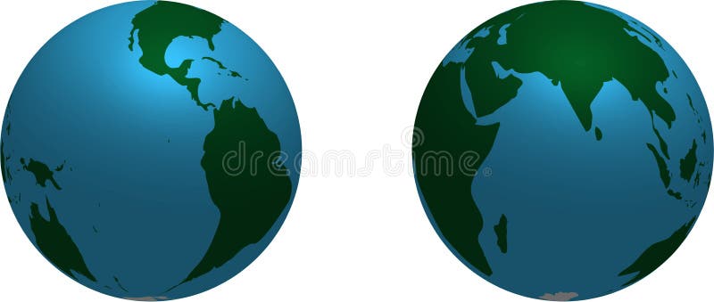 Northern and Southern Hemispheres of Planet Earth, Realistic 3D Vector ...